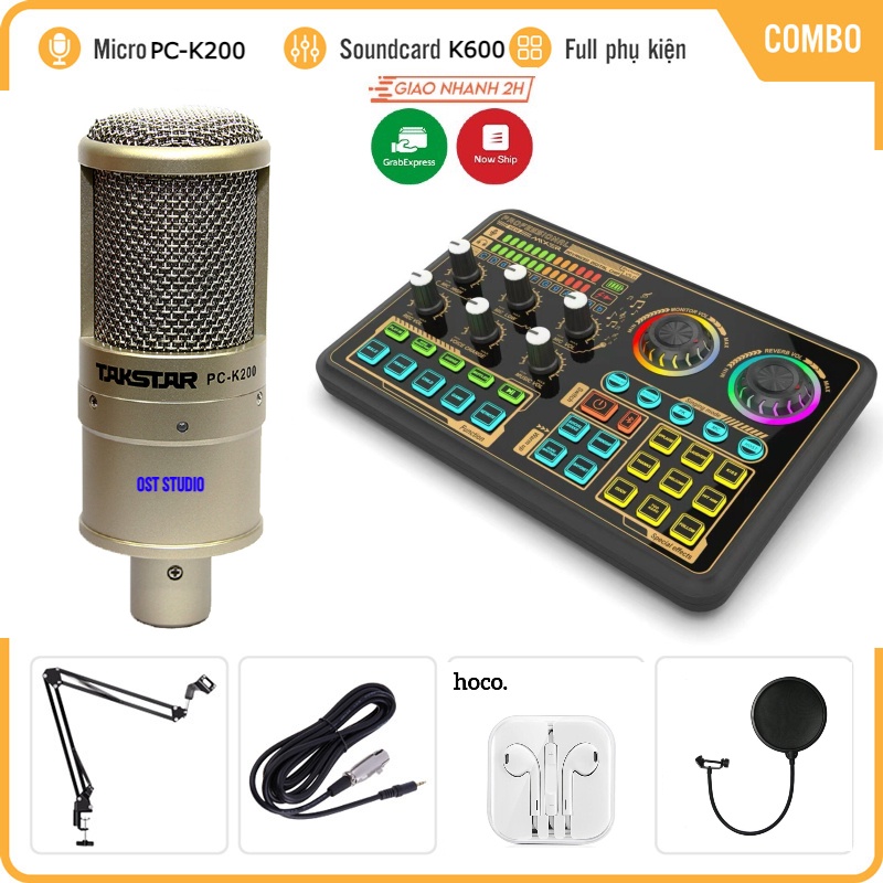 Bộ Mic Hát Livestream Sound Card K600 & Mic TAKSTAR PC K200. Âm Thanh ...