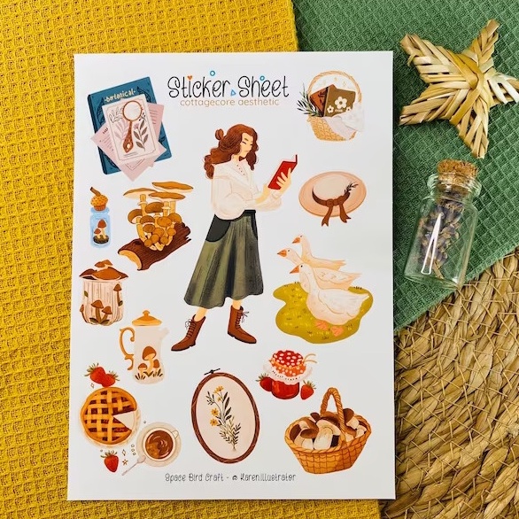 Sticker sheet cottagecore aesthetic- Sticker thiết kế | Bullet journal ...