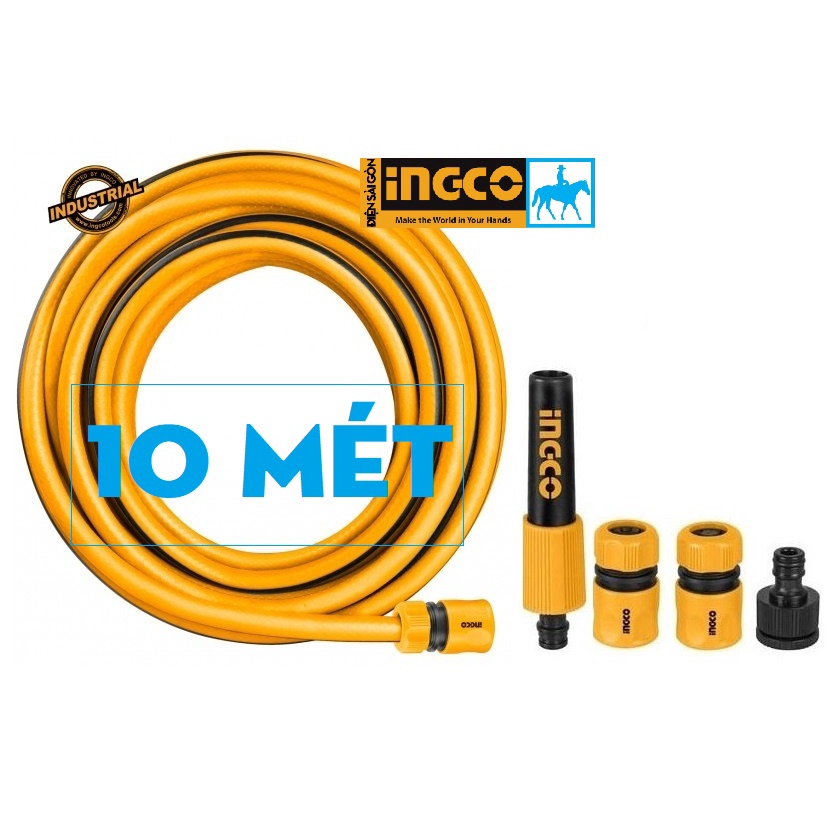 INGCO Bộ 10 mét ống nhựa PVC Fi21 khớp nối ống vòi xịt rữa tưới cây ...