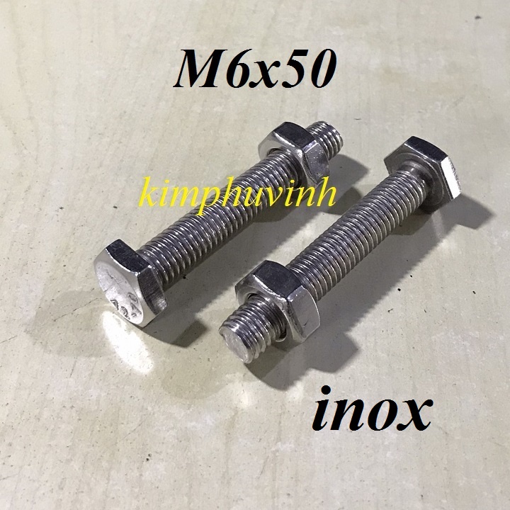 10 BỘ - M6x50mm BULONG INOX - BULON INOX 6li - ỐC INOX 6li | Shopee ...