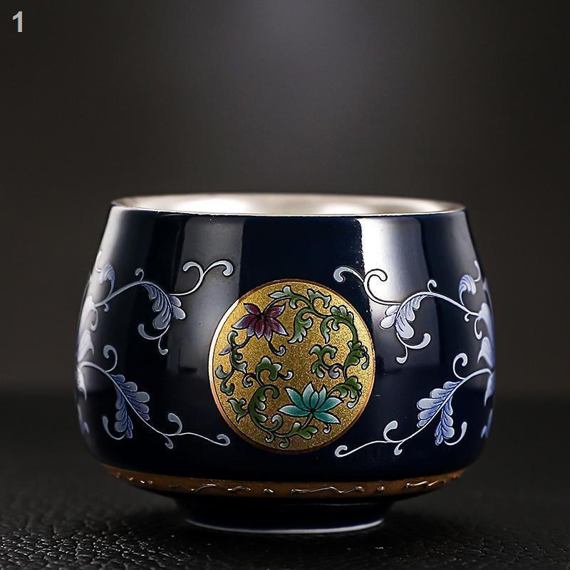 ₪Master Cup Single 999 sterling silver tea, gốm sứ dát bạc Bát trà Kung ...