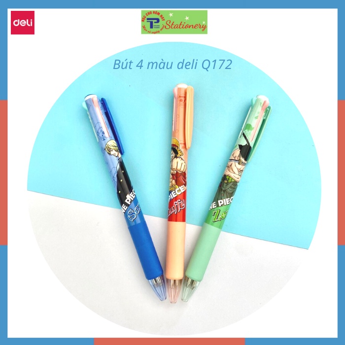 Bút bi nhiều màu hoạt hình One Piece Deli - Bút bi nhiều ngòi - ngòi 0.7mm - 4 màu mực Q172 ...