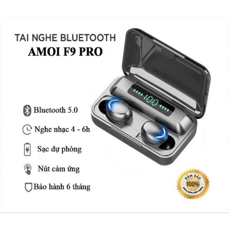 Tai Nghe Bluetooth 5.0 True Wireless Amoi F9 Pro Bản Quốc Tế Cao Cấp Cảm Biến Vân Tay , Kiêm Sạc ...