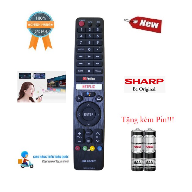 Remote tivi Giọng Nói SHARP GB346WJSA - Điều Khiển tivi Giọng Nói SHARP Smart TV, Android ...