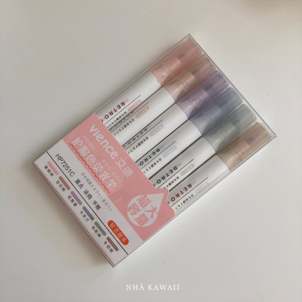 Set bút highlight màu pastel Retro Color, bút đánh dấu nhiều màu ...