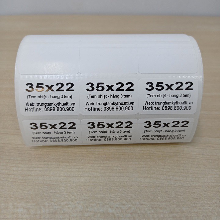 Giấy in mã vạch, decal nhiệt 35x22 khổ 110mm cuộn 30m có 3 tem 1 hàng ...