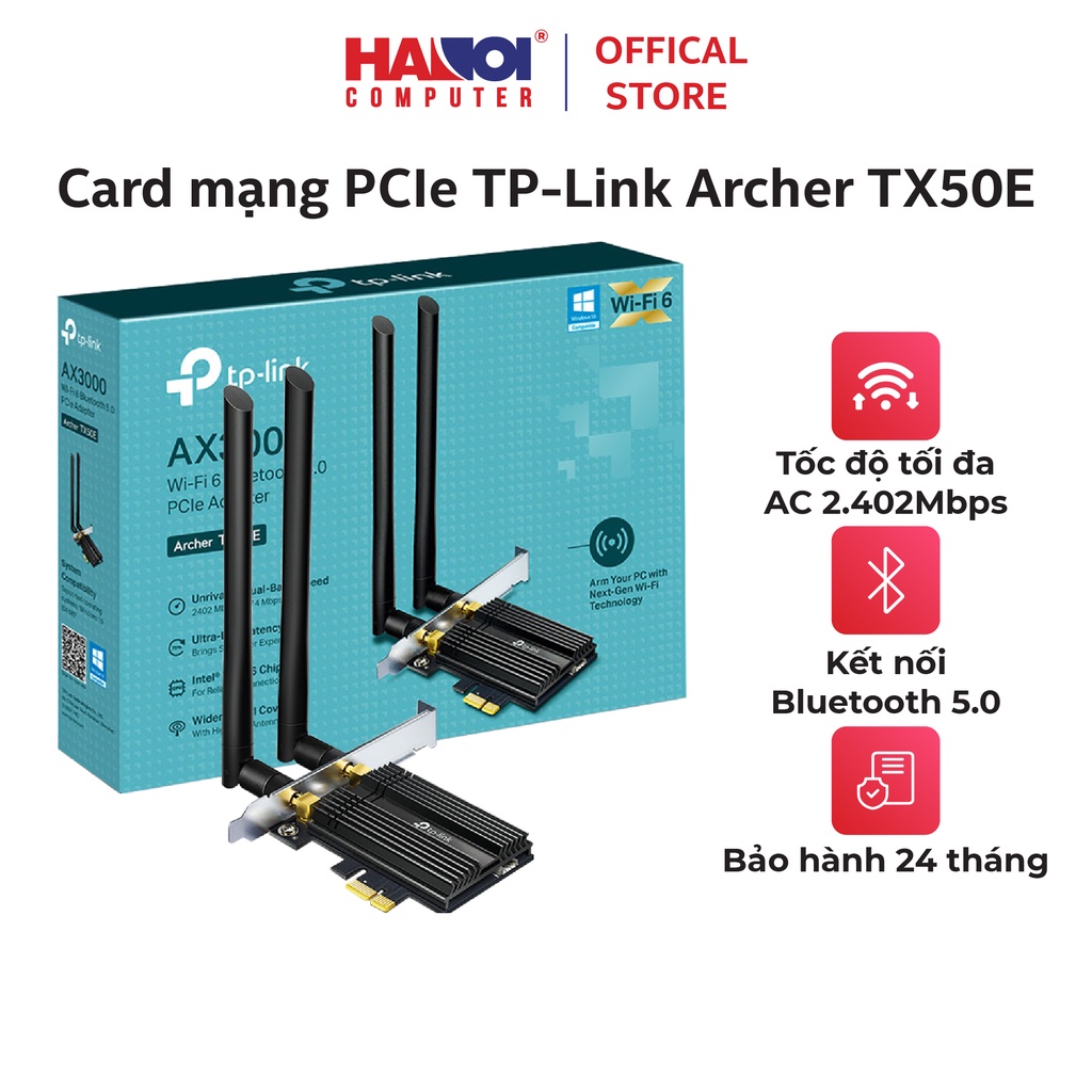 Card mạng không dây PCIe TP-Link Archer TX50E (Bluetooth 5.0 Wi-Fi 6 ...