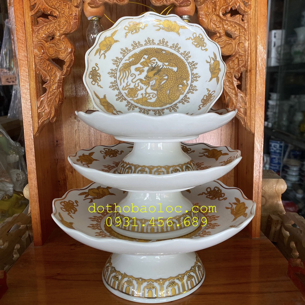 Đĩa sứ trắng rồng 4 cỡ ĐK: 15cm, 17cm, 19cm, 22cm ( đĩa sứ) | Shopee Việt Nam