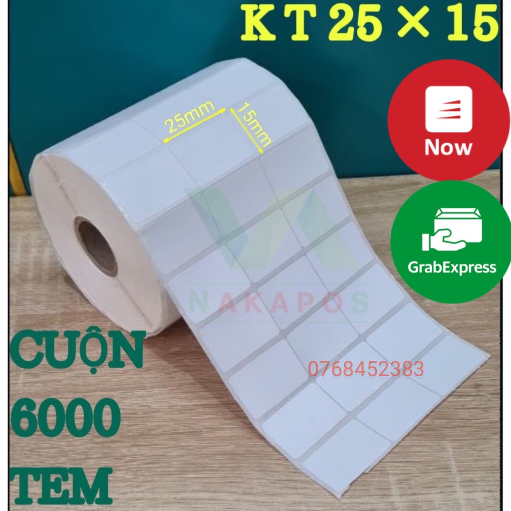 Giấy In Mã Vạch 3 Tem (Cuộn 6000 Tem) - Decal Nhiệt 3 Tem 25x15 mm/ 1 ...