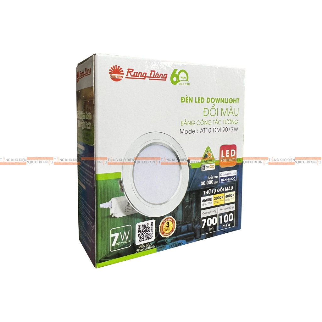 [COMBO 12 bóng] Đèn LED downlight âm trần đổi màu 7W khoét lỗ 90mm Rạng Đông [CHÍNH HÃNG ...