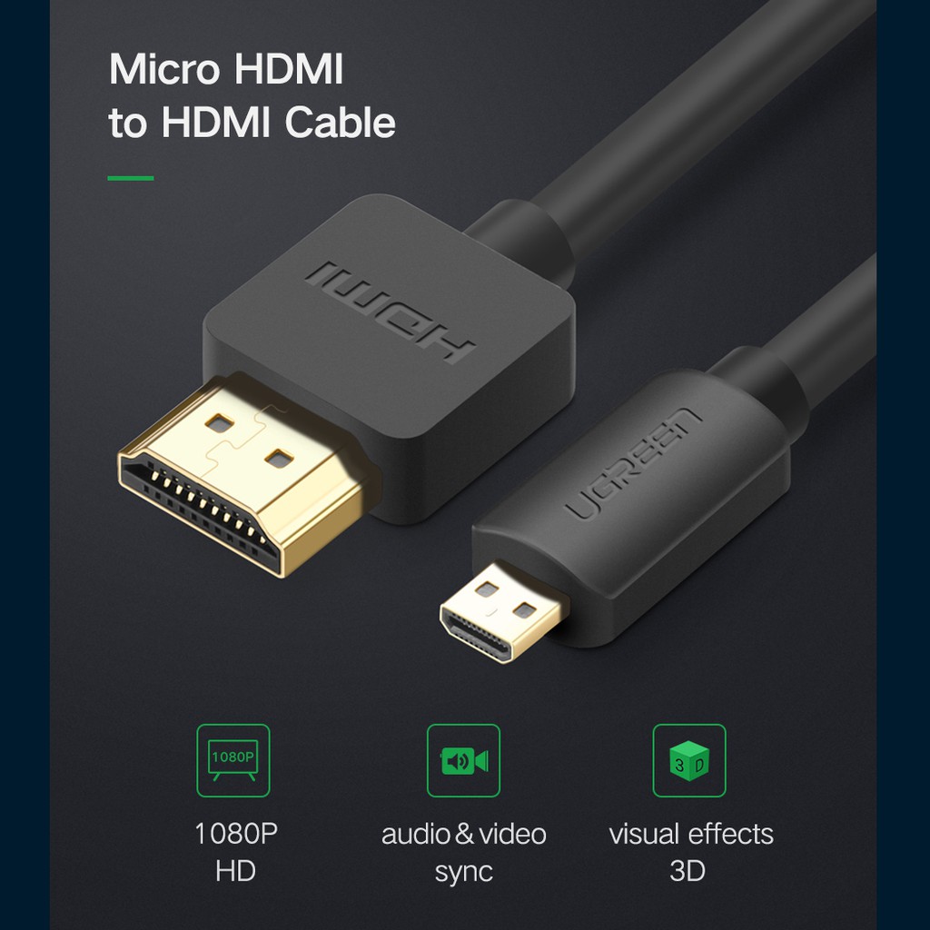 Cáp Micro HDMI Ra HDMI Cao Cấp | UGREEN HD127 | Hỗ Trợ 3D 4K | Shopee ...