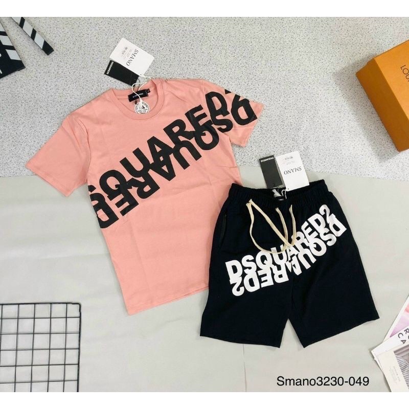 bộ thun nam Dsquared2 dsquared dsq áo ngắn tay quần đùi in chéo ...