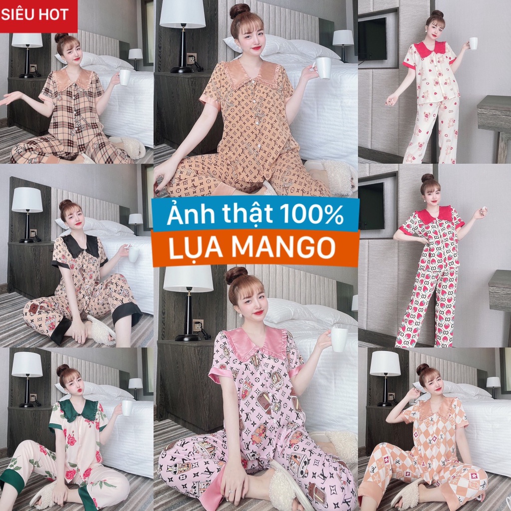 sét đồ bộ đồ bộ mặc nhà pijama nữ tay ngắn quần dài lụa mango latin ...