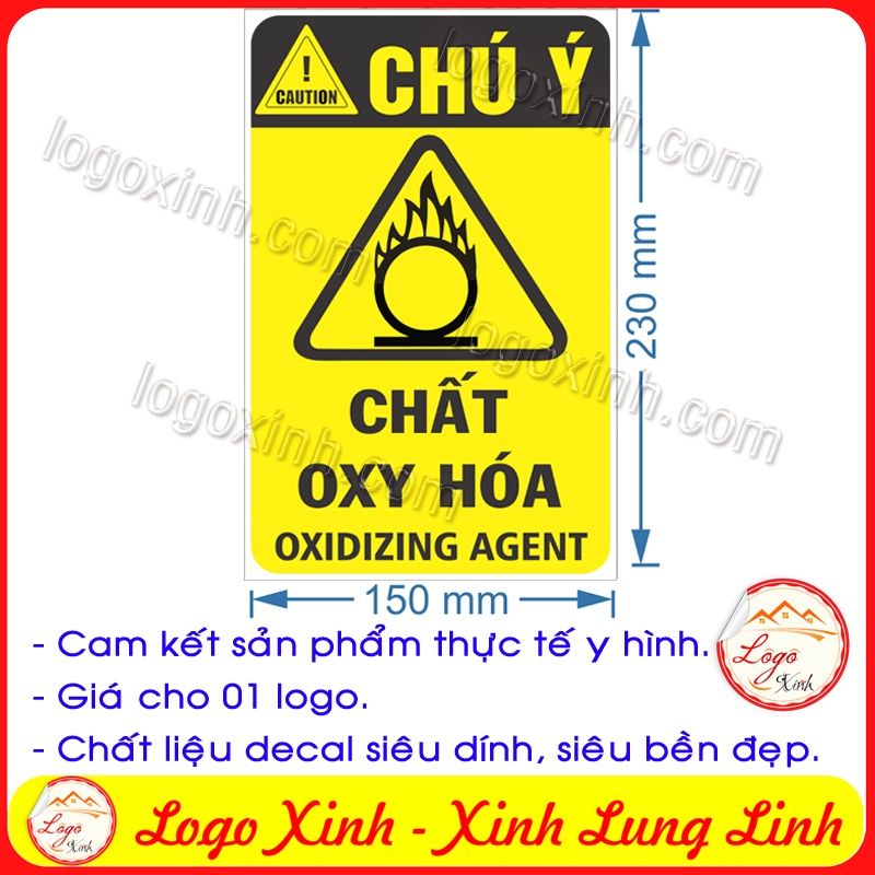 LOGO TEM STICKER CẢNH BÁO CHÂT OXY HÓA, OXIDIZING AGENT - BIỂN CẢNH BÁO ...