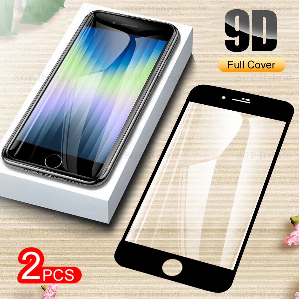 2pcs Full Coverage Screen Glass For iphone SE 2022 Tempered Protective ...