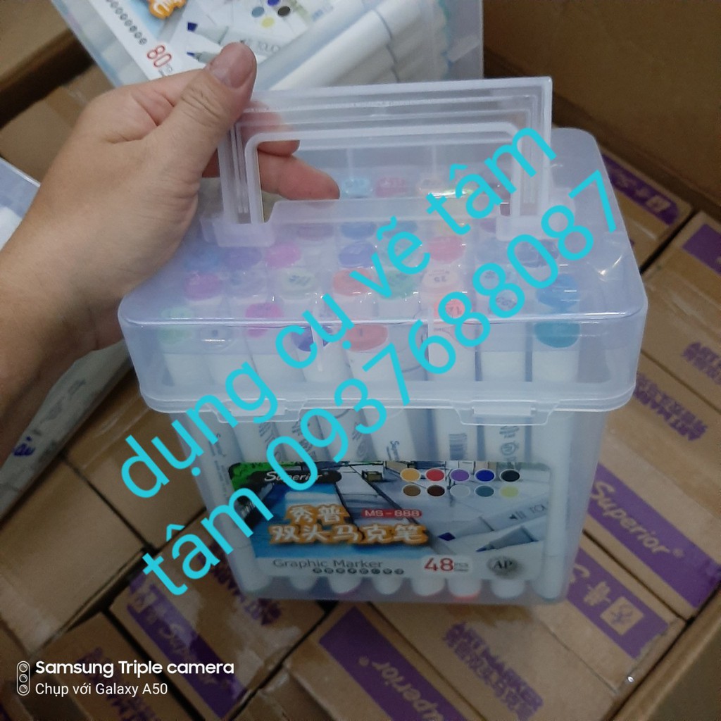 [ TÂM TÂM ]-Marker touch soft head bộ 48 màu hộp nhựa (Tặng giấy mẫu ...