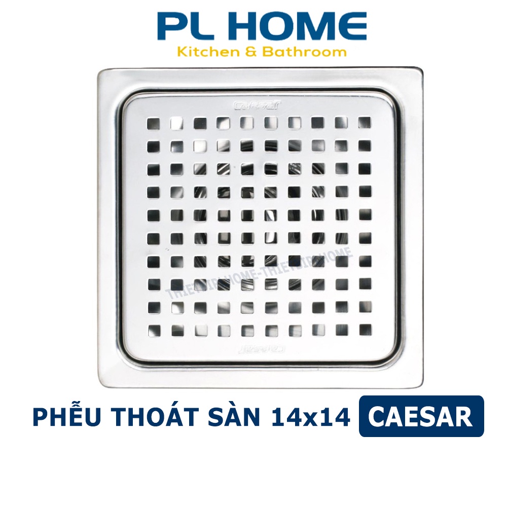 Phễu thoát sàn Caesar, chống mùi hôi Inox 304 caro, hố ga Caesar 14x14cm Phi 60 hoặc 90 cao cấp ...