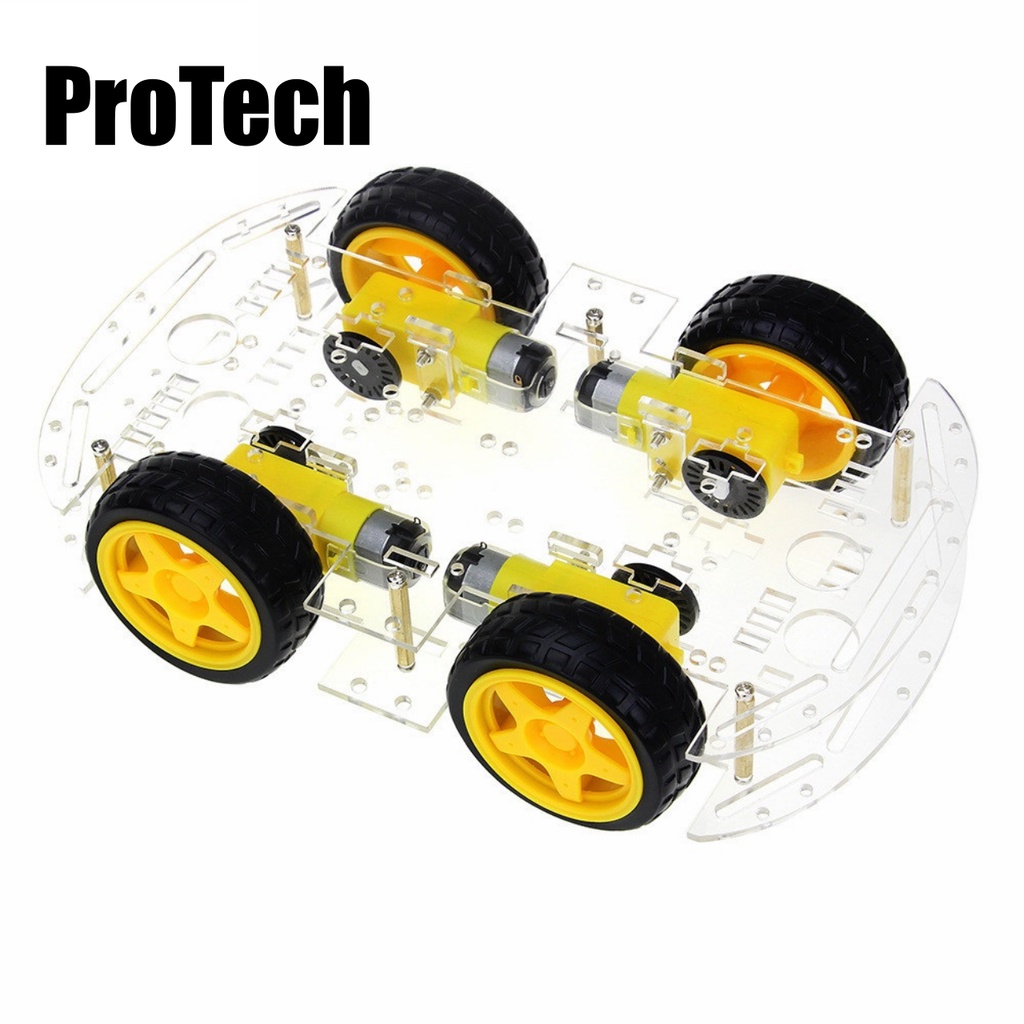 Bộ đầy đủ khung xe 4 bánh 2 tầng Arduino, khung xe robot, học tập ...