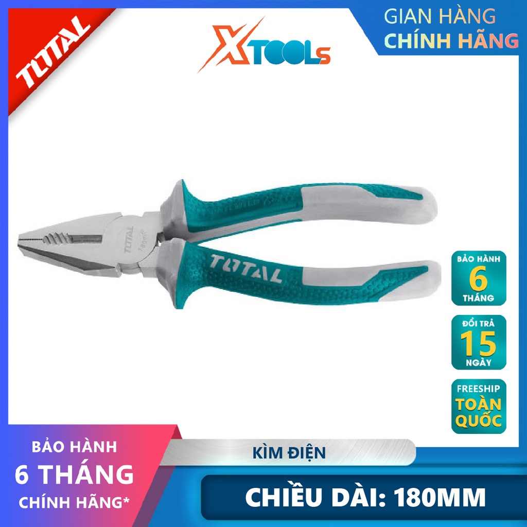 Kìm điện TOTAL THT110706P | kềm răng Kích thước 7''/180mm, CR-V, Chất liệu PP + TPR, Trọng lượng ...