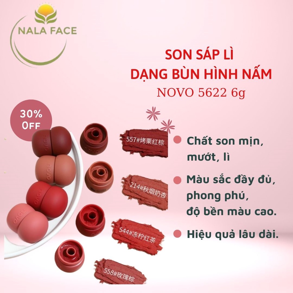 Son Sáp Lì Dạng Bùn Hình Nấm NOVO LIGHT SILKY MILK FOR LIP MUD 6g 5622 | Shopee Việt Nam