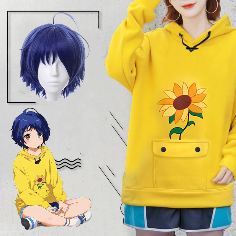 Women's Hooded Sweatshirt Yellow Cute Japanese Anime Clothes Set ...