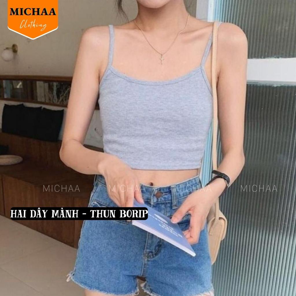 Áo Croptop DÂY SỢI BÚN Thun Gân Nữ Kiểu Ống Ôm Body Sexy Đẹp Màu MICHAA CR18 | Shopee Việt Nam