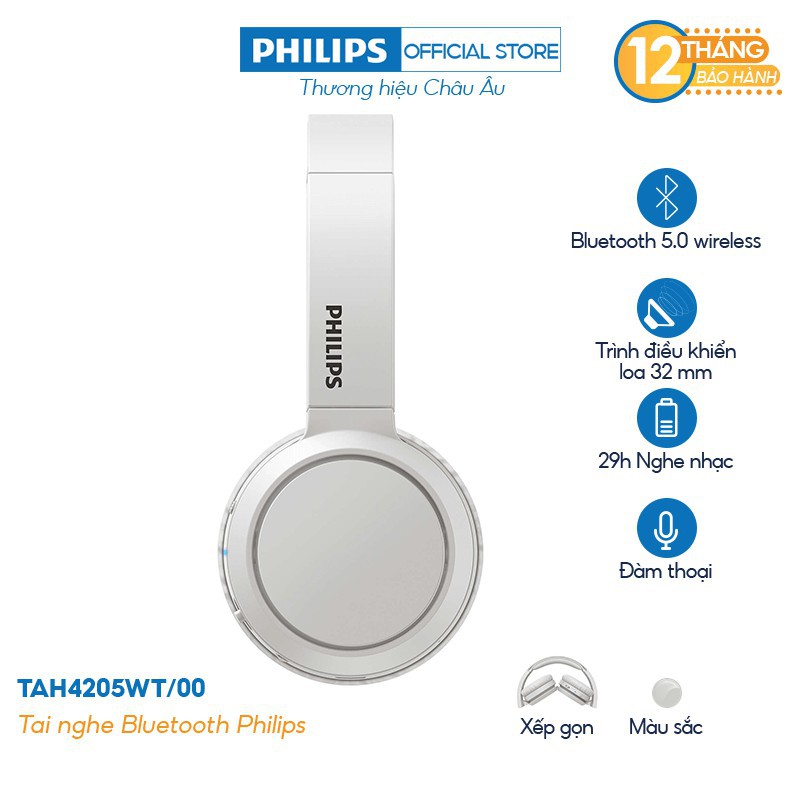Tai nghe Philips Bluetooth TAH4205WT/00 - Màu trắng - Hàng Chính Hãng ...