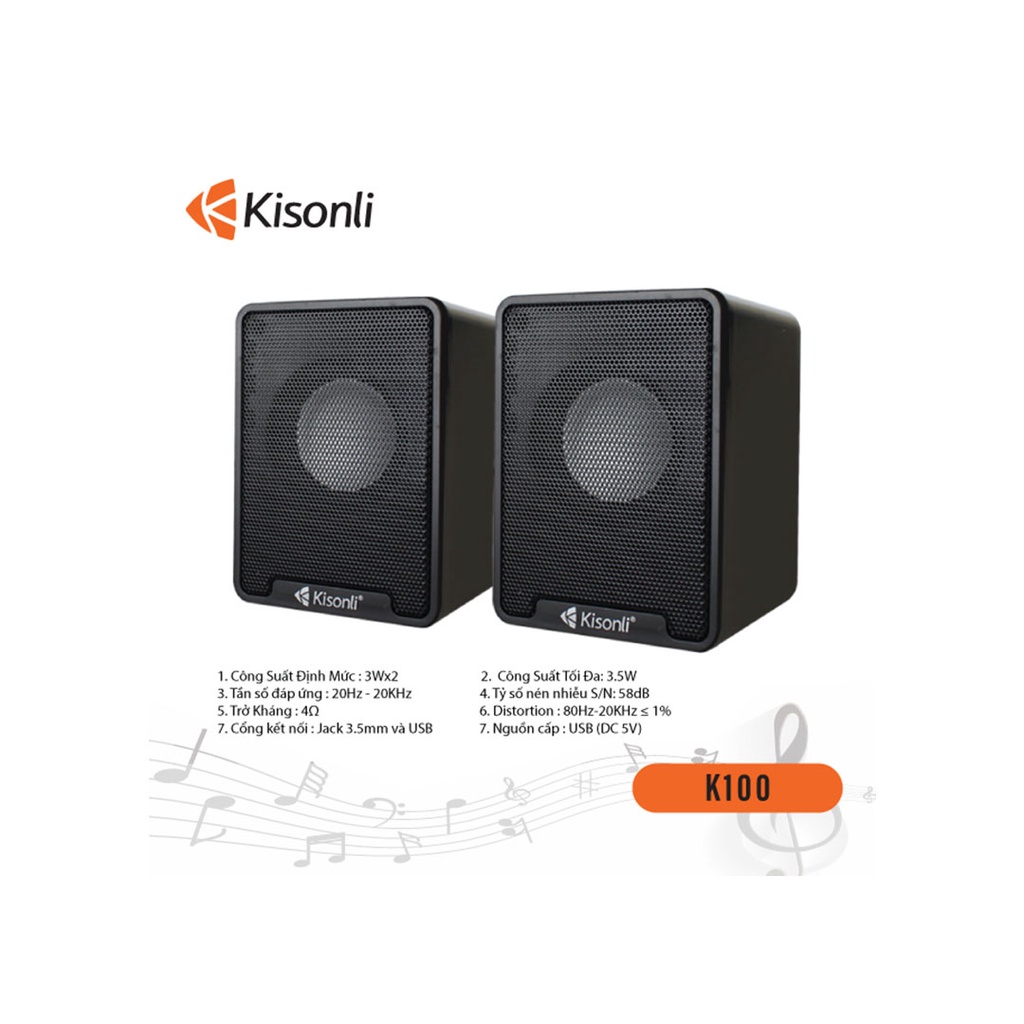 LOA KISONLI MÁY TÍNH LAPTOP X1 , T008A , K100, K500, USB 2.0 2C/BỘ ...