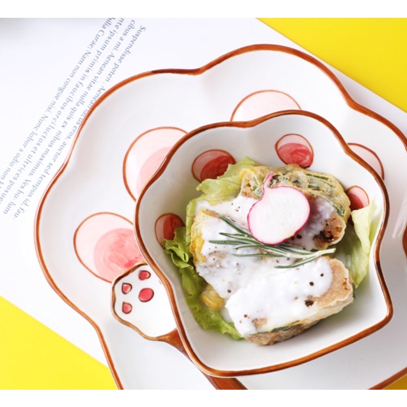 Đĩa gốm sứ hình chân mèo-Cat paw shaped plate | Shopee Việt Nam