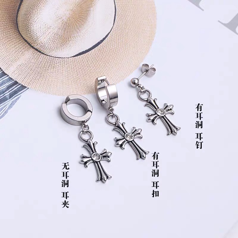 Khuyên tai chữ thập chrome heart cá tính - thép không gỉ | Shopee Việt Nam