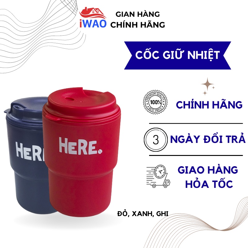 Cốc uống cafe, ly giữ nhiệt uống nước 2 lớp kèm nắp xoay có lỗ cắm ống hút 320ml Yamada hàng nội ...