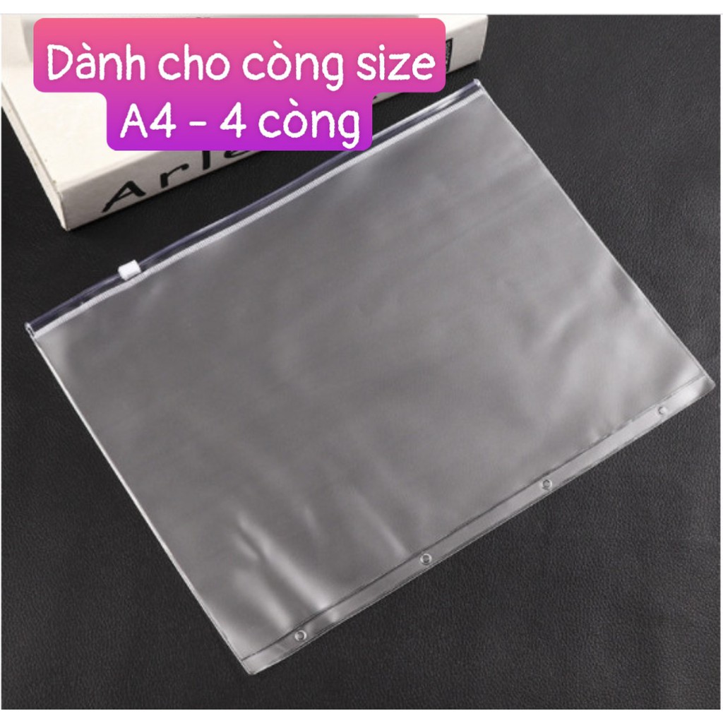 TÚI ZIP TRONG SUỐT CÁC SIZE A6/A5/B5/A4 dành cho bìa còng | Shopee Việt Nam