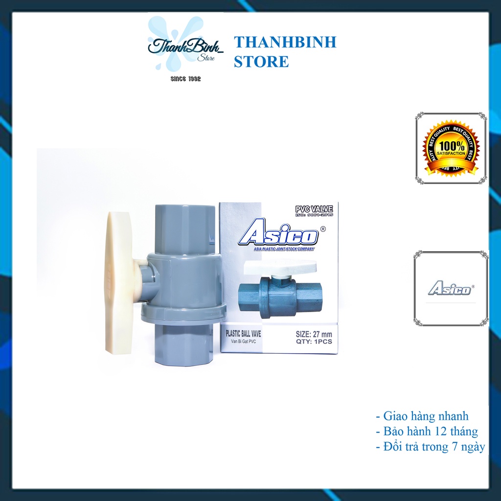 VAN NHỰA PVC 48 MM/ VAN CẦU PHI 48 MM- ASICO/ TAY TRẮNG | Shopee Việt Nam