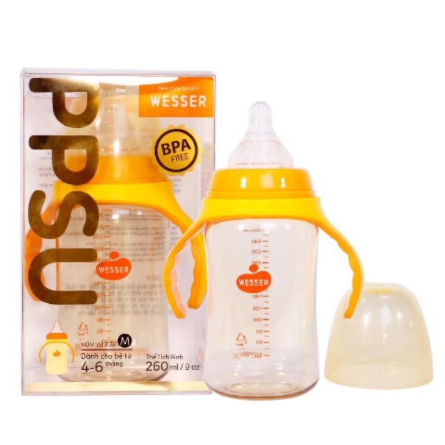 [CHÍNH HÃNG] Bình sữa wesser PPsu cổ rộng ( 260ml - 180ml ) | Shopee Việt Nam