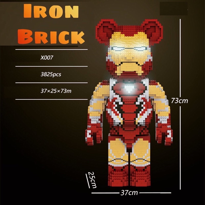 Đồ chơi lắp ráp lego Gấu Bearbrick lớn 73 cm mô hình Ironbrick Iron man ...