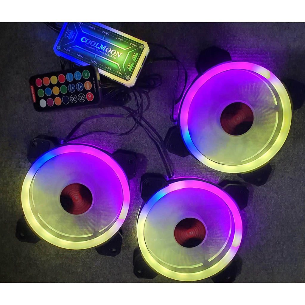 Bộ 2 Đến 8 Fan Case Led RGB Coolmoon V2 - Dual Ring Có Hub Led RGB (Bộ ...