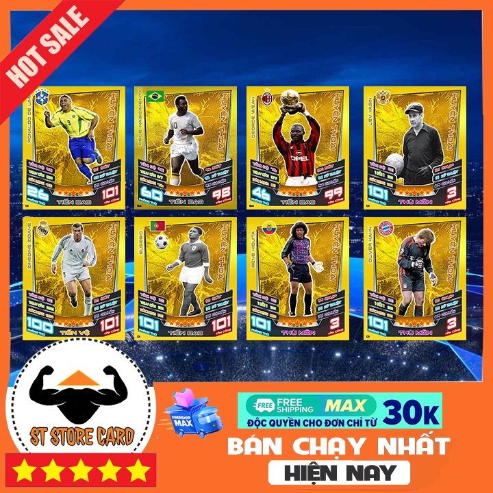 [Bộ 8] Thẻ cầu thủ huyền thoại legend vàng 2012/2013 size Poca Match ...