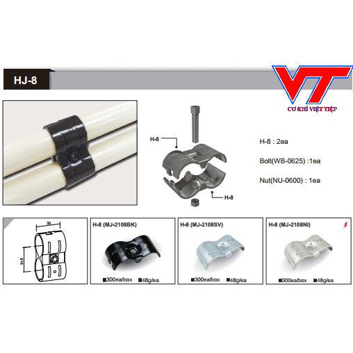 [ Sản xuất ] 10 bộ Khớp Nối Kim Loại HJ 10 gồm(2H10+1 bộ BulongEcuM6*25) Dùng Cho Ống Abs Phi 27 ...