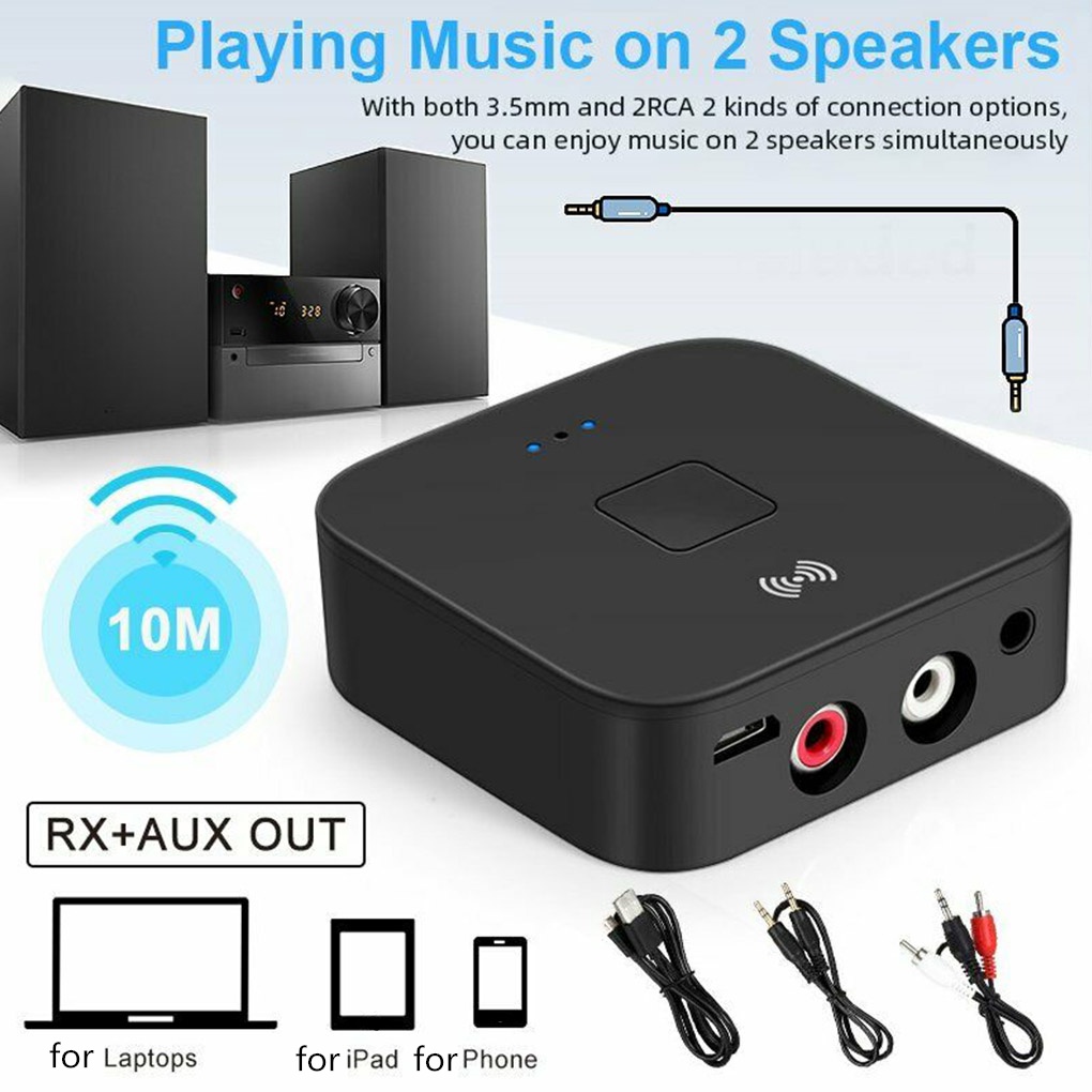 Bluetooth 5.0 RCA Audio Receiver APTX 3.5mm AUX Jack Music Wireless ...
