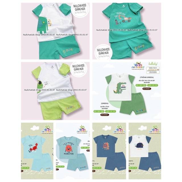 Bộ cộc tay Lullaby chất cotton mềm cao cấp cho bé trai bé gái(7-16kg) | Shopee Việt Nam