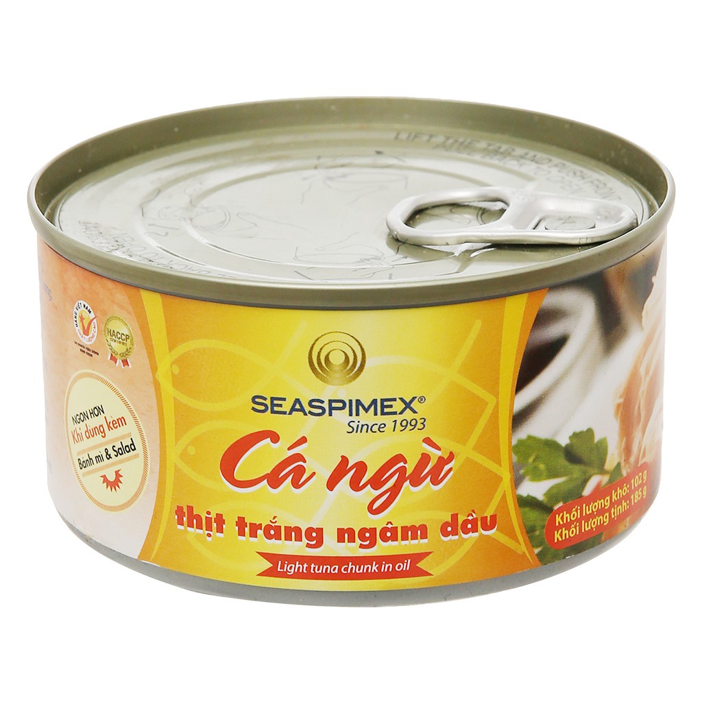 Cá ngừ thịt trắng ngâm dầu Seaspimex hộp 185g | Shopee Việt Nam