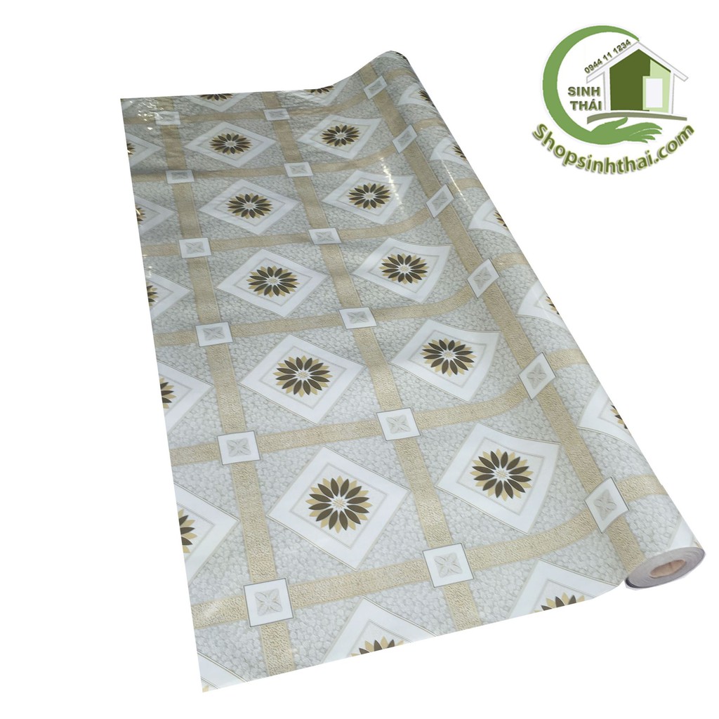Thảm simili lót trải sàn hoa cúc màu kem - thảm nhựa pvc trải sàn- 1m² ...