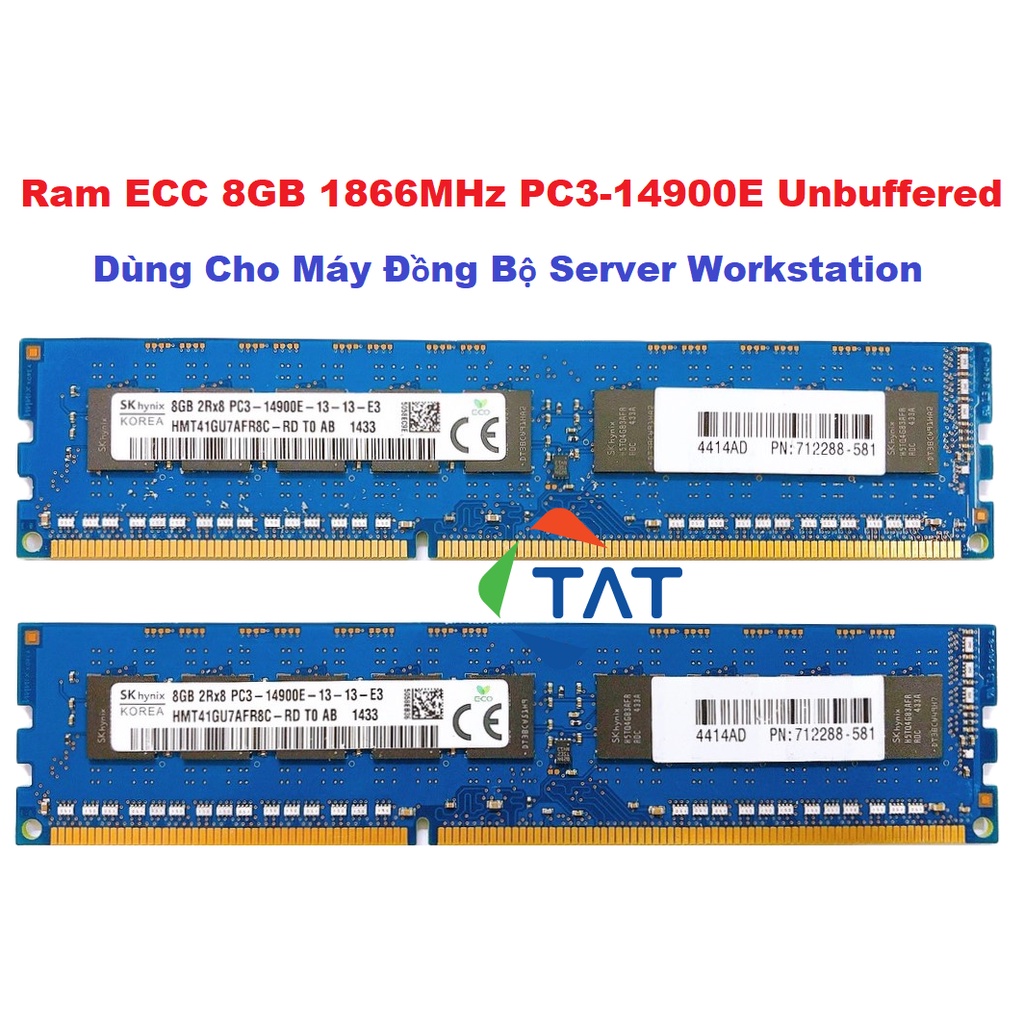 Ram Server Hynix 8GB DDR3 1866MHz PC3-14900E 1.5V ECC Unbuffered - Bảo hành 3 năm 1 đổi 1 ...
