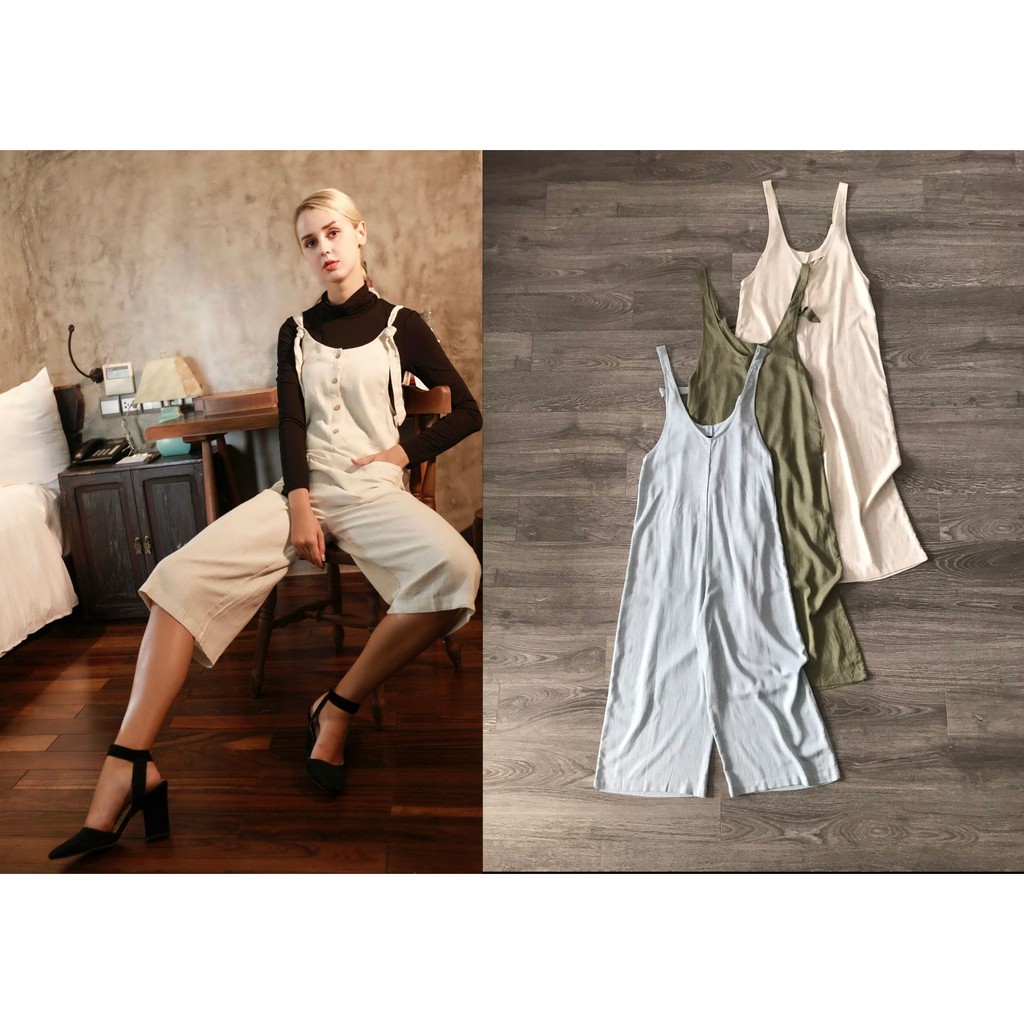 Jumpsuit yếm Misia linen | Shopee Việt Nam