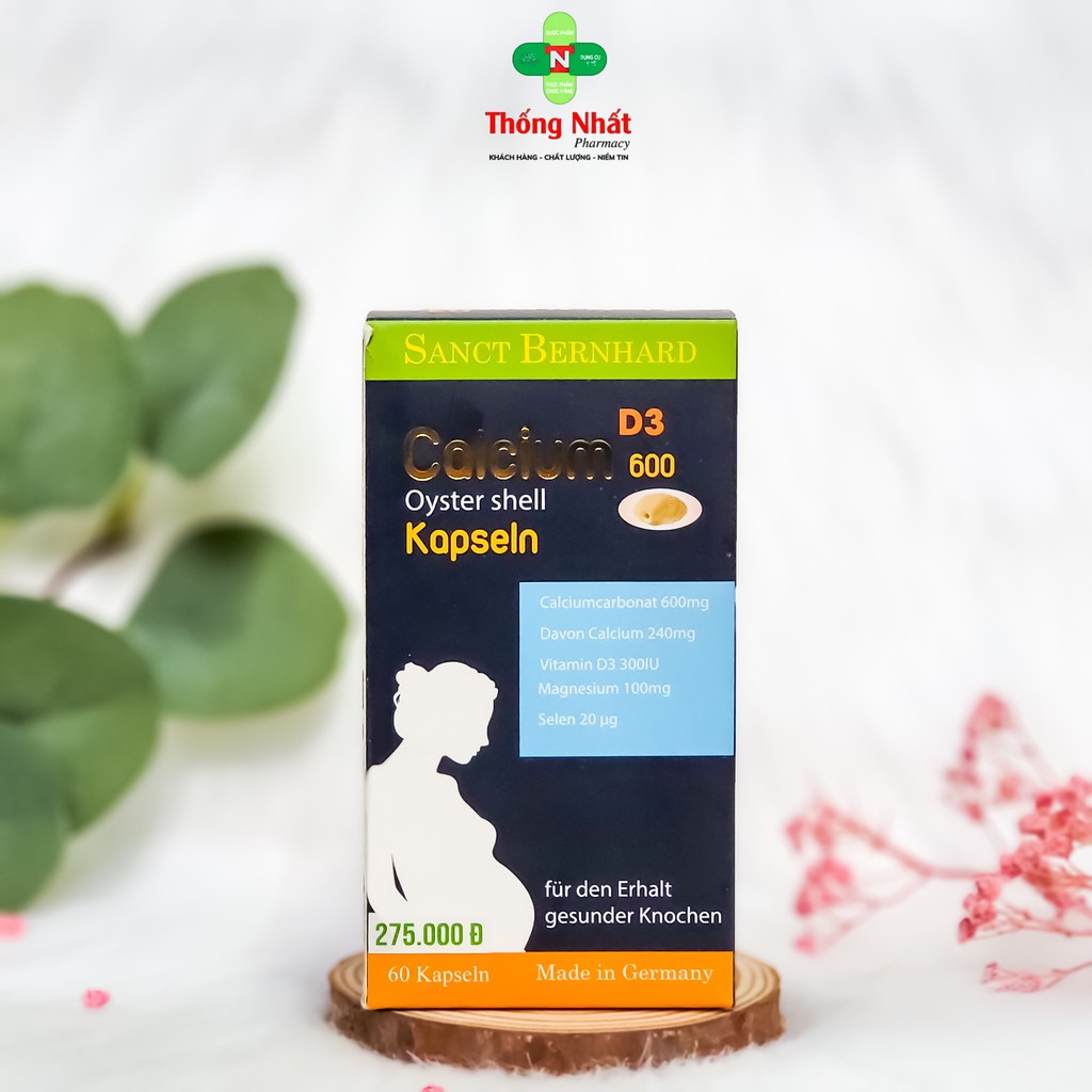 Bổ sung canxi cho bà bầu, người cao tuổi Sanct Bernhard Calcium D3 600 Oyster Shell hộp 60 viên ...
