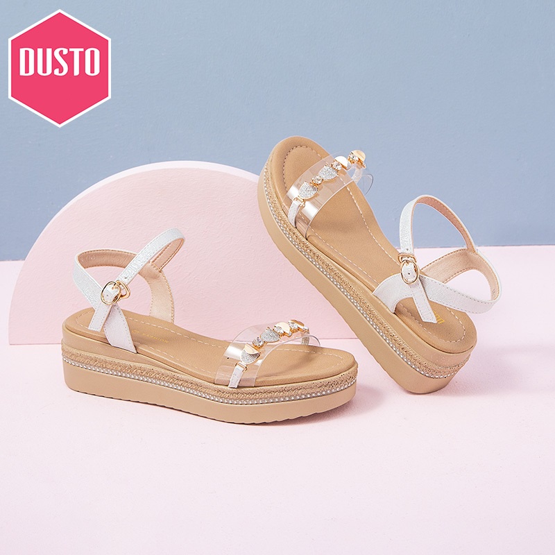 Sandal quai ngang Dusto, đế xuồng cao 5cm (sẵn size 39) | Shopee Việt Nam