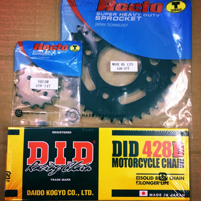 Honda Blade Bộ Nhông Dĩa Recto 14T-37T + Sên DID 428D 106L 9Ly Đen Made ...