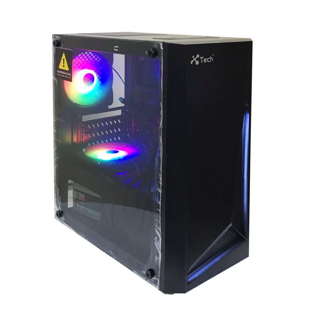 Vỏ máy tính XTECH G350 - ATX, 1 MẶT KÍNH Cường lực (Kèm 2 Fan LED) màu đen | Shopee Việt Nam
