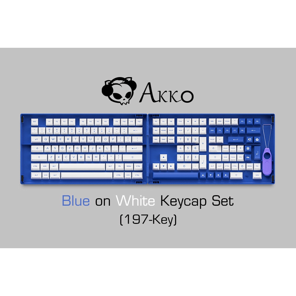 Bộ keycap AKKO Black on White BoW/ AKKO Blue on White (PBT Double-Shot ...