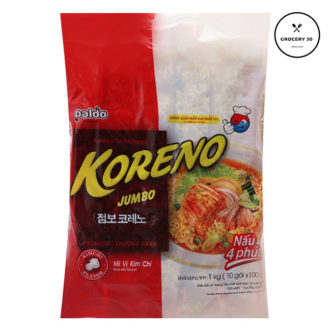 Mì Jumbo Koreno vị kimchi 100g (lốc 10 gói) | Shopee Việt Nam